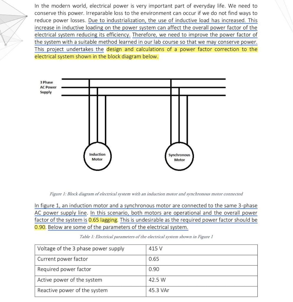 Solved The question is about power factor correction using | Chegg.com