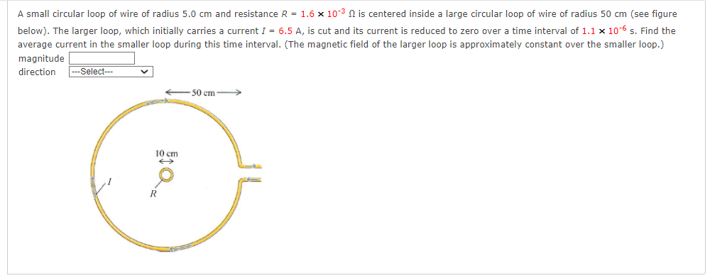 Solved A small circular loop of wire of radius 5.0 cm and | Chegg.com