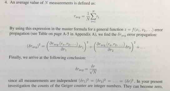 4. An average value of N measurements is defined as: | Chegg.com