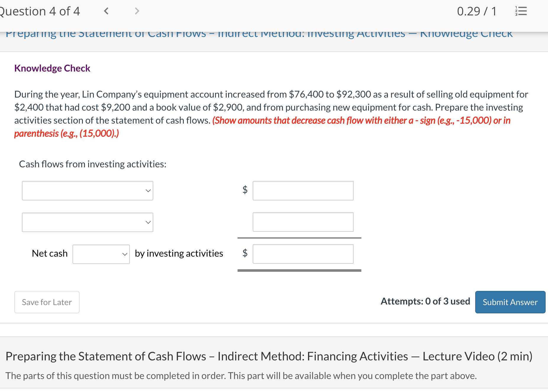 Solved Preparing the Statement of Cash Flows - ﻿Indirect | Chegg.com