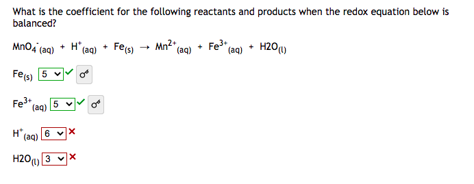 Solved What is the coefficient for the following reactants | Chegg.com