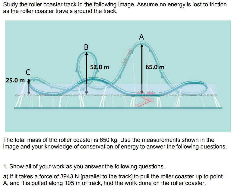 Solved Study the roller coaster track in the following | Chegg.com