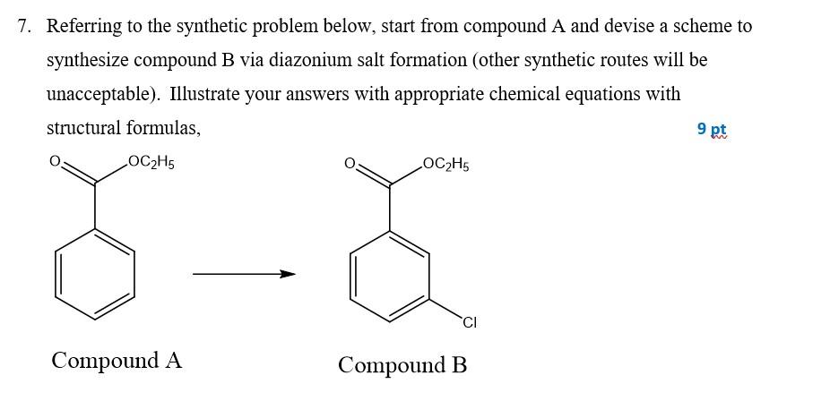 Solved 7. Referring to the synthetic problem below, start | Chegg.com