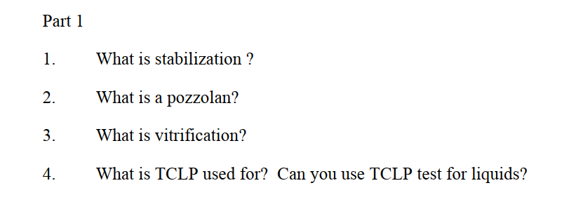 Solved Part 1 1. What is stabilization ? 2. What is a | Chegg.com