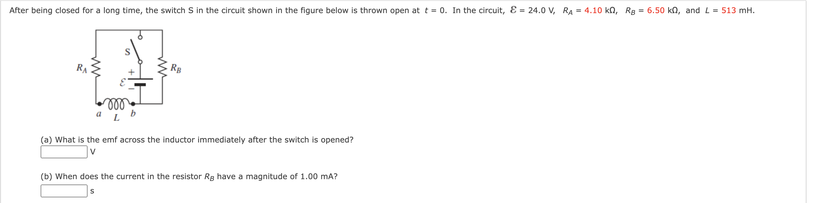 Solved After being closed for a long time, the switch S in | Chegg.com