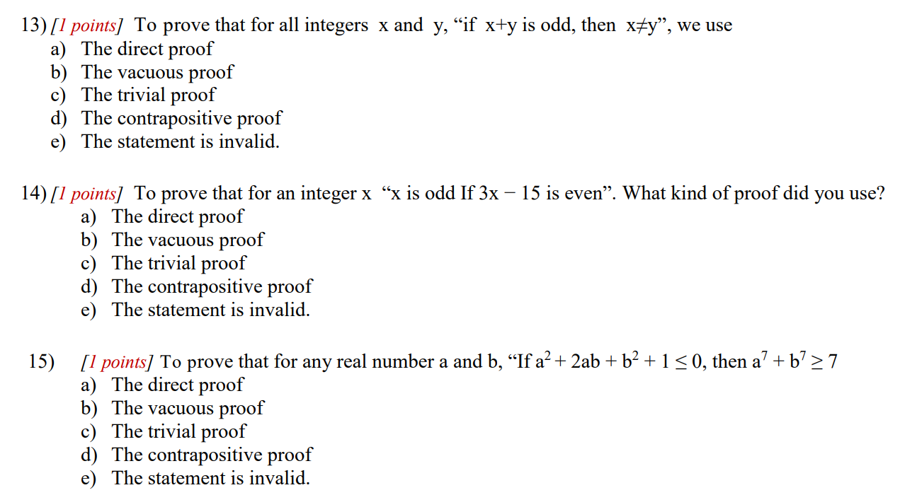 Solved 13) [1 points] To prove that for all integers x and | Chegg.com