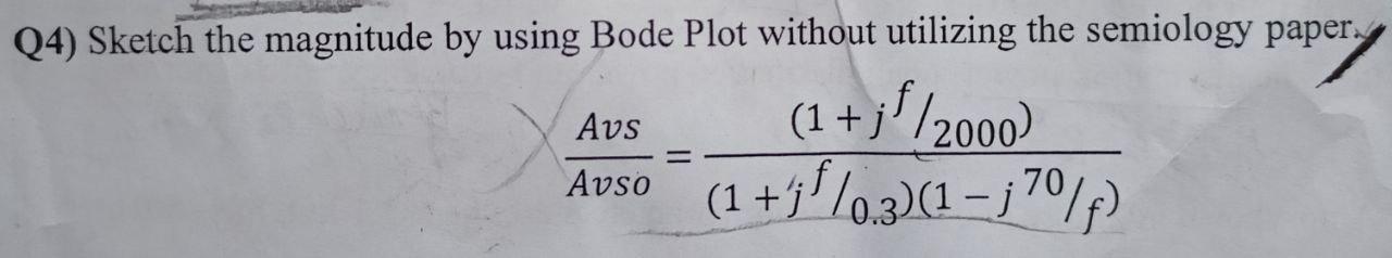 Solved Q4) Sketch the magnitude by using Bode Plot without | Chegg.com