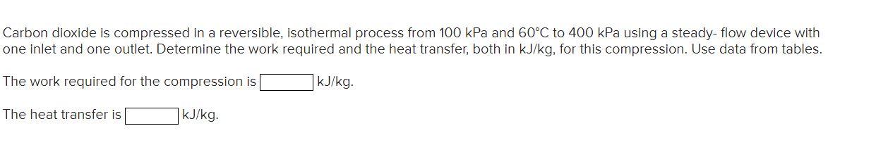 Solved Carbon dioxide is compressed in a reversible, | Chegg.com