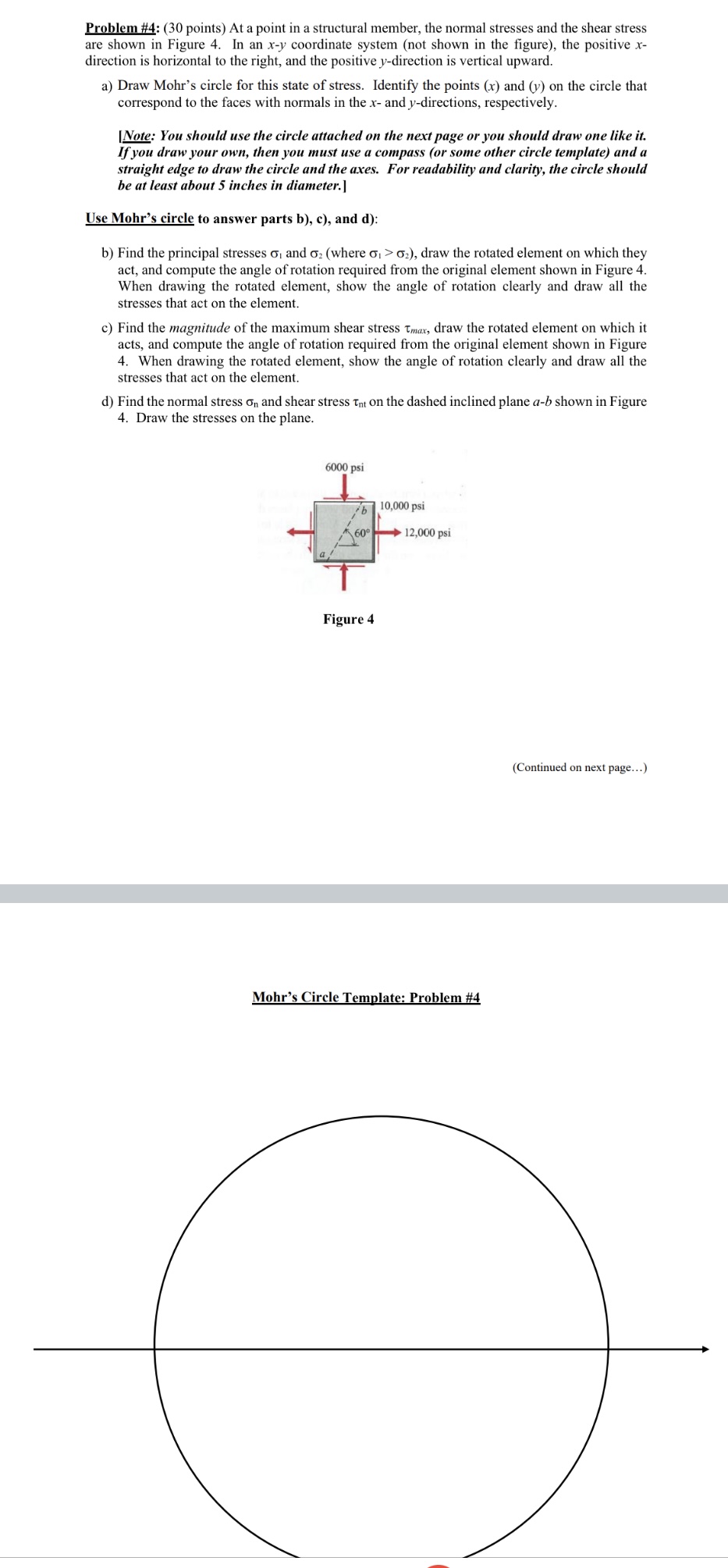 Solved Problem \#4: (30 ﻿points) ﻿At a point in a structural | Chegg.com
