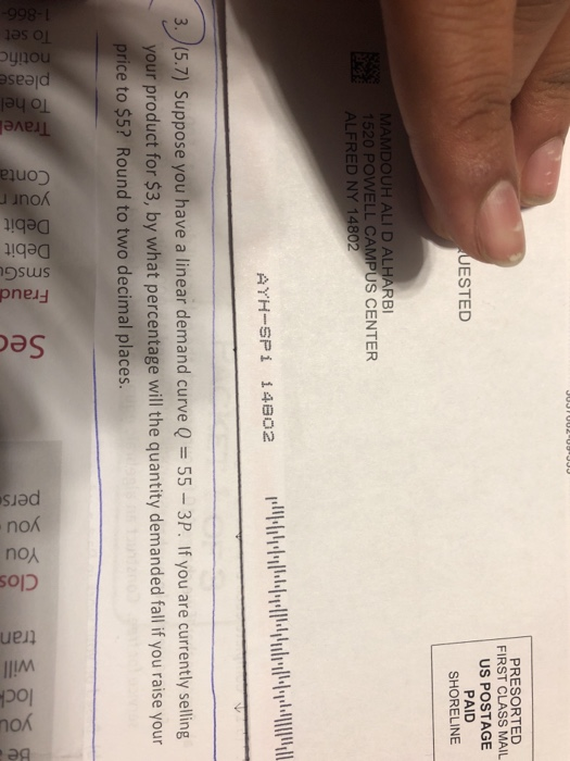 Solved PRESORTED FIRST CLASS MAIL US POSTAGE PAID SHORELINE | Chegg.com