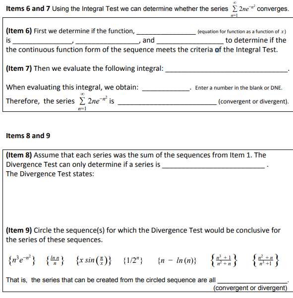 Solved Items 6 and 7 Using the Integral Test we can | Chegg.com