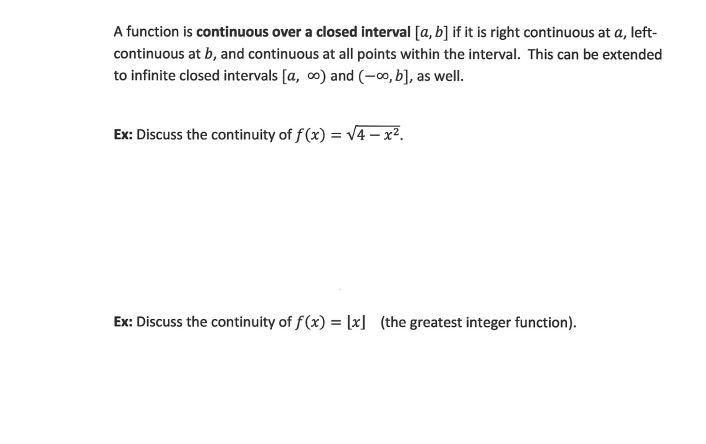 Solved A function is continuous over a closed interval [a, | Chegg.com