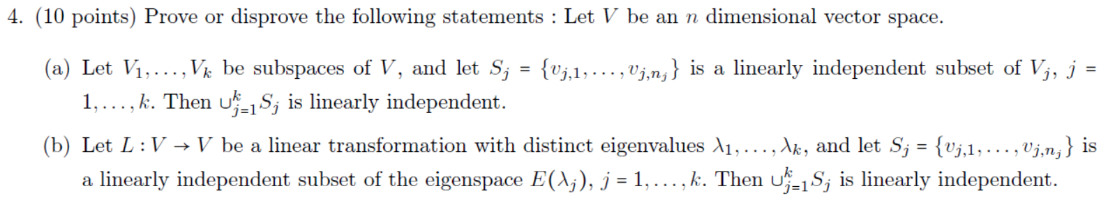 Solved (10 ﻿points) ﻿Prove or disprove the following | Chegg.com