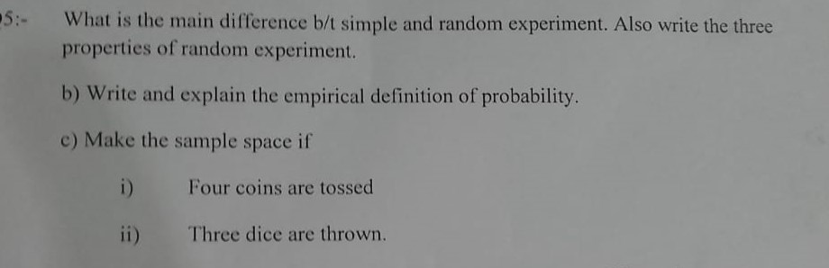 Solved S:- What is the main difference b/t simple and random | Chegg.com