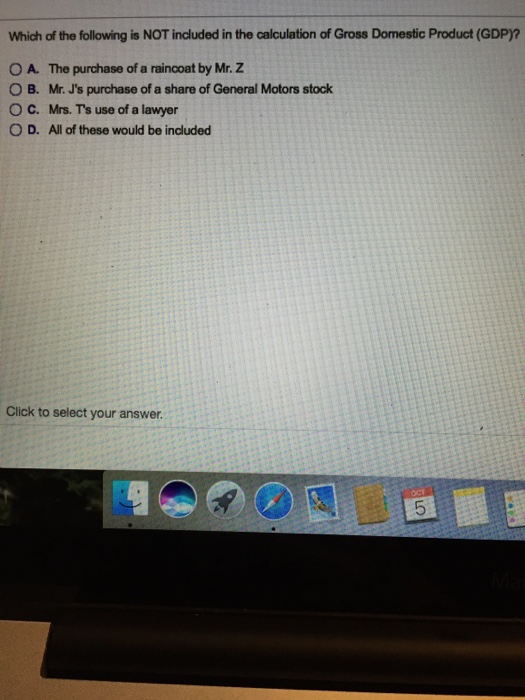 Solved Which of the following is NOT included in the | Chegg.com