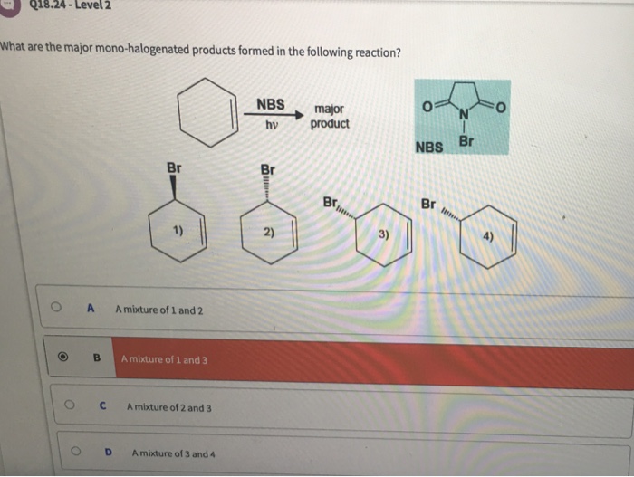 Solved Q18.24- Level 2 What are the major mono-halogenated | Chegg.com