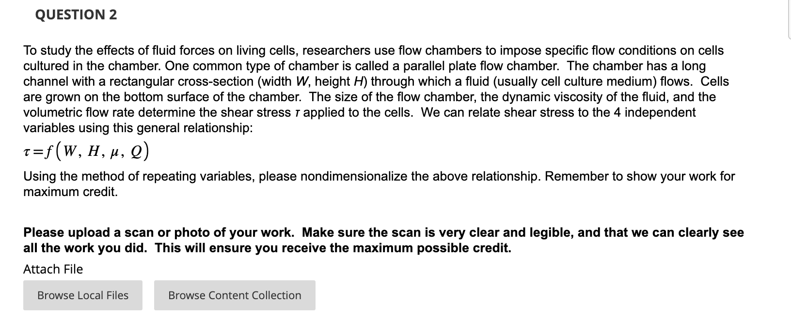 Solved QUESTION 2 To study the effects of fluid forces on | Chegg.com