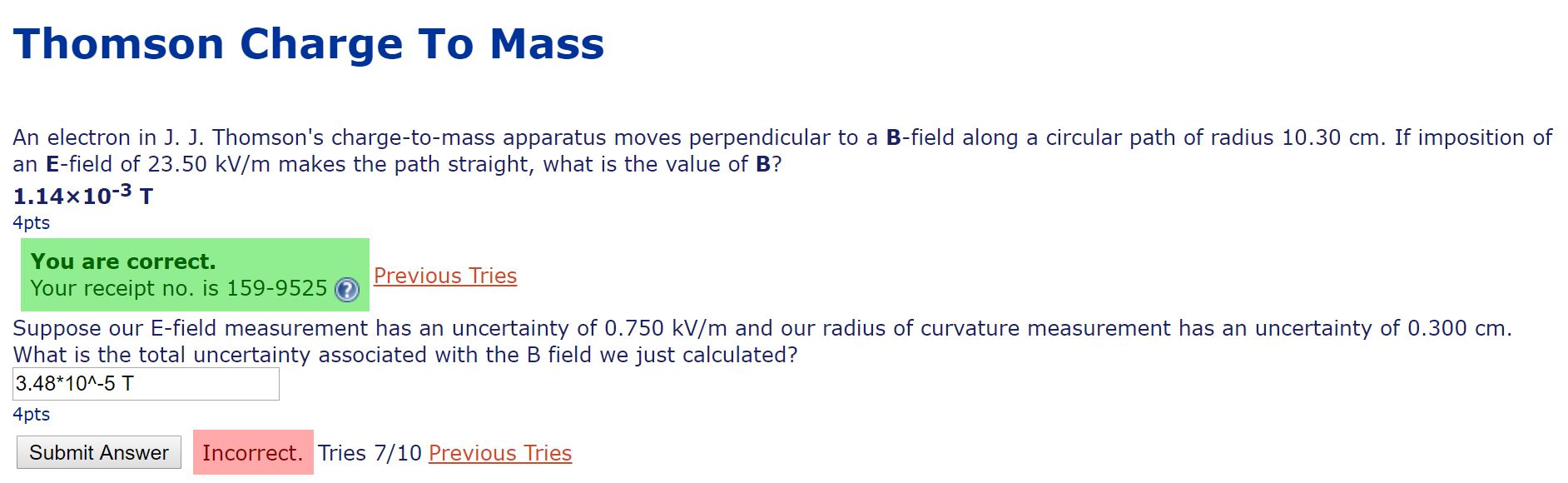 Solved Thomson Charge To Mass An electron in J. J. Thomson's | Chegg.com