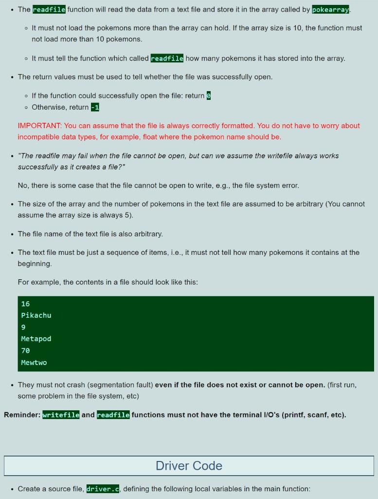 Solved Write Two Functions Writefile To Write Data Of An 7191