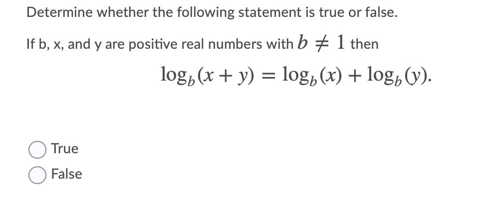 Solved Determine whether the following statement is true or | Chegg.com
