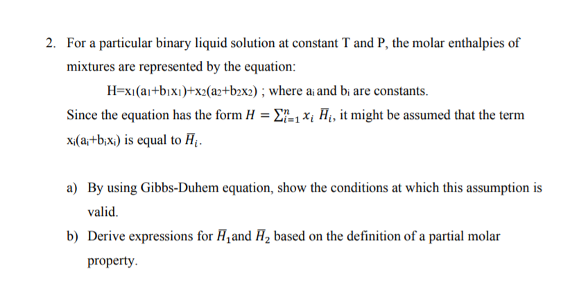 Solved 2. For a particular binary liquid solution at | Chegg.com