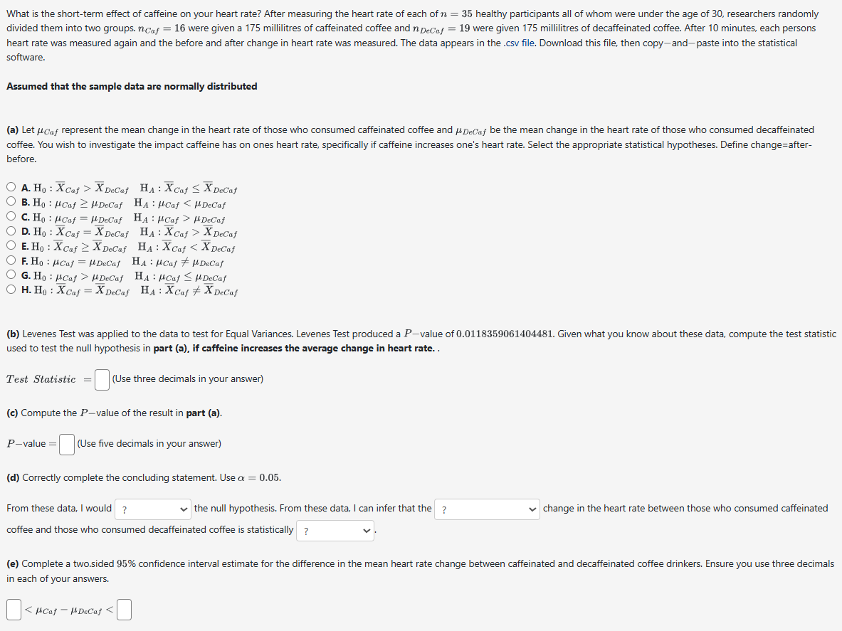 Please help me with the following statistics | Chegg.com