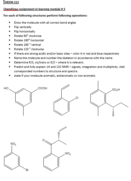 Solved . CHEEM 212 ChemDraw assignment in learning module # | Chegg.com