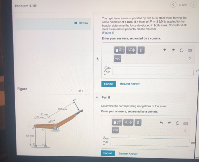 Solved Problem 4.101 Review The rigid lever arm | Chegg.com