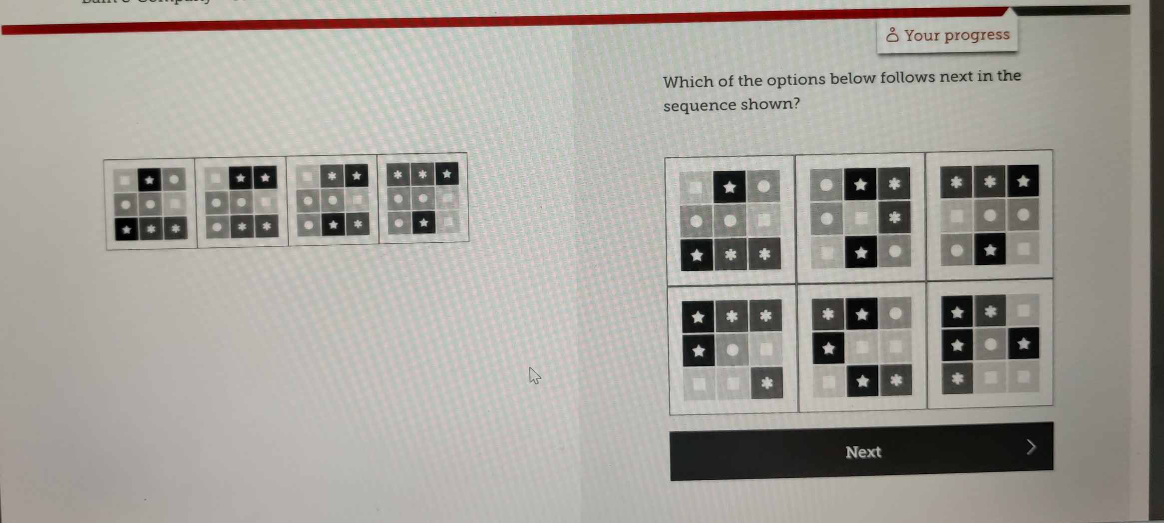 Solved Which of the options below follows next in the | Chegg.com