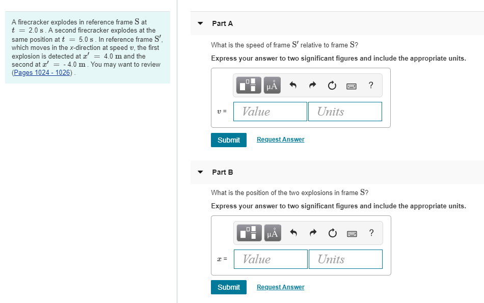 Solved A firecracker explodes in reference frame Sat t = 2.0 | Chegg.com