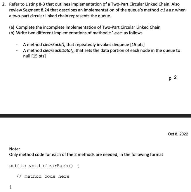 Solved 2. Refer to Listing 8-3 that outlines implementation | Chegg.com