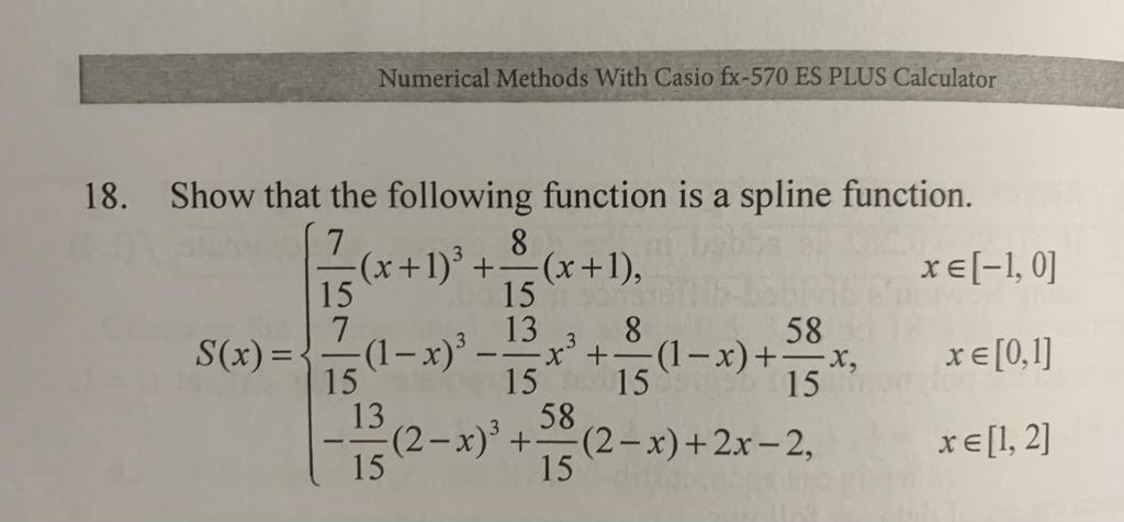 Solved 8. Show that the following function is a spline | Chegg.com