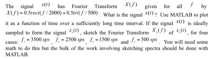 Solved The signal x(t) has Fourier Transform X(f) given for | Chegg.com
