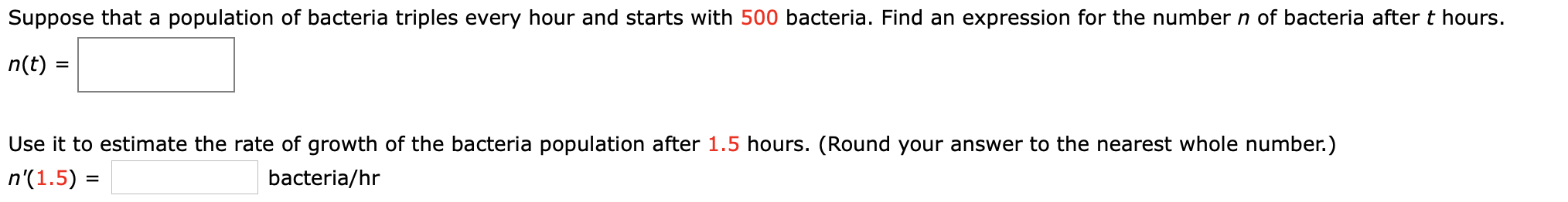 Solved Suppose that a population of bacteria triples every | Chegg.com