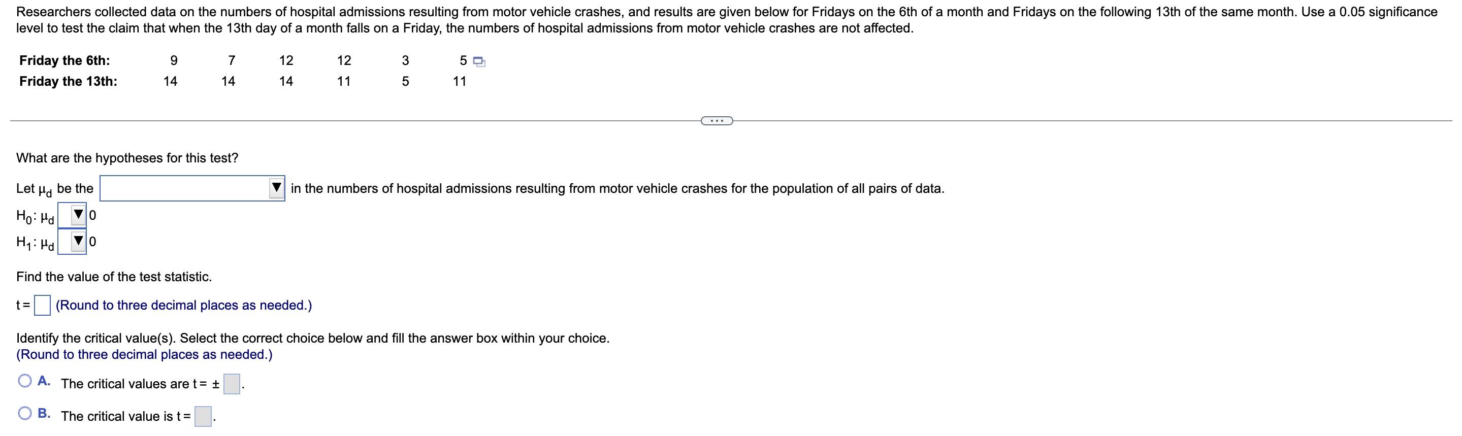 Solved Researchers collected data on the numbers of hospital | Chegg.com