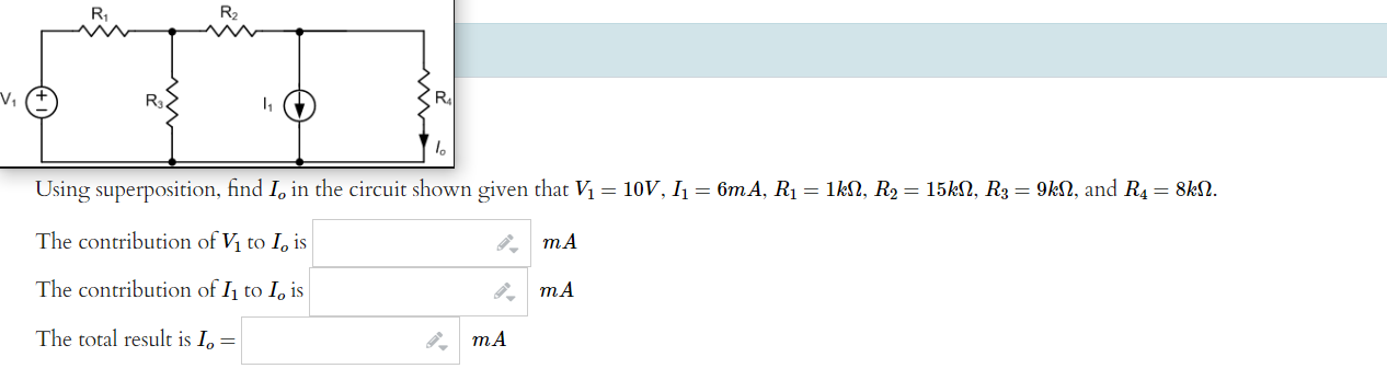 Solved Using superposition, find Io in the circuit shown | Chegg.com