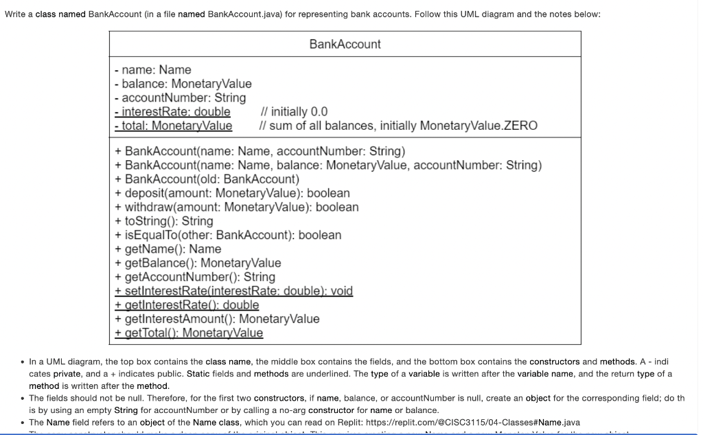 Solved Write a class named BankAccount (in a file named | Chegg.com