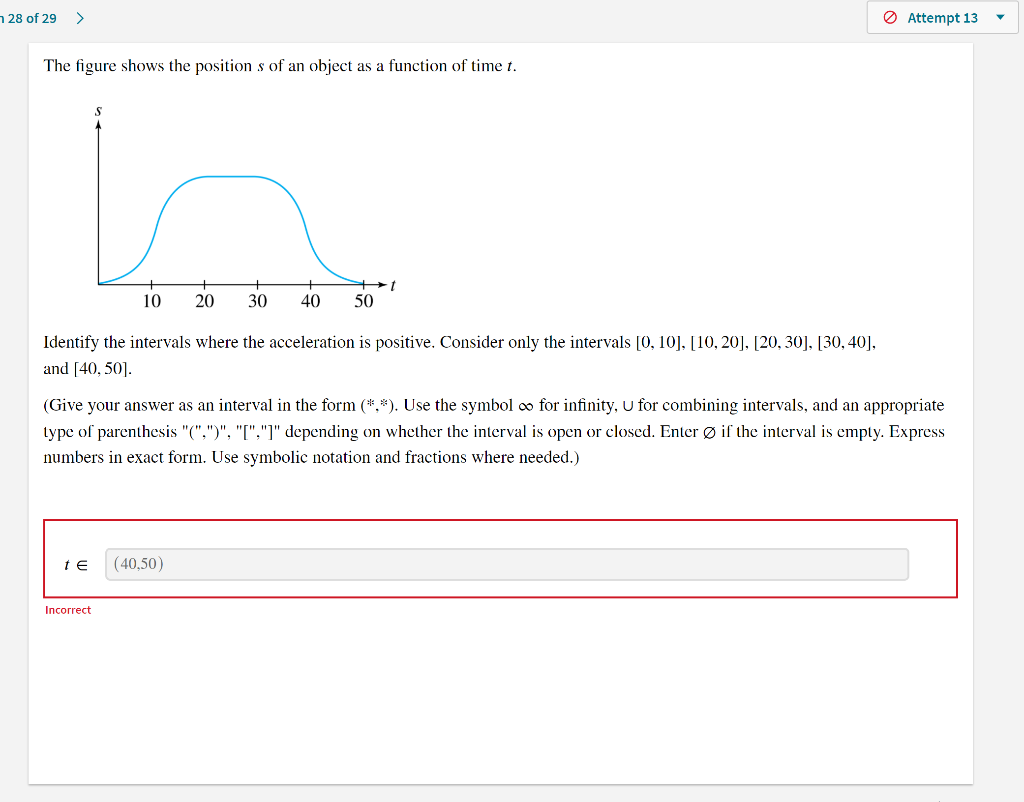 Solved 728 of 29 > Attempt 13 The figure shows the position | Chegg.com