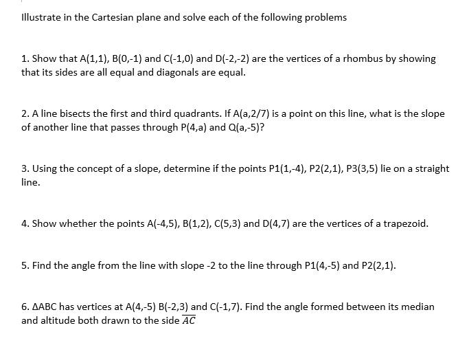 Solved illustrate in the Cartesian plane and solve each of | Chegg.com