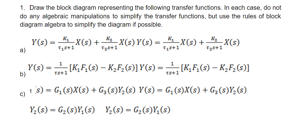 Solved 1. Draw the block diagram representing the following | Chegg.com