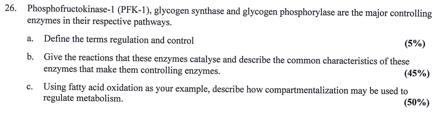 Solved 6. Phosphofructokinase-1 (PFK-1), glycogen synthase | Chegg.com