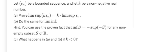 Solved Let Sn Be A Bounded Sequence And Let K Be A 7744