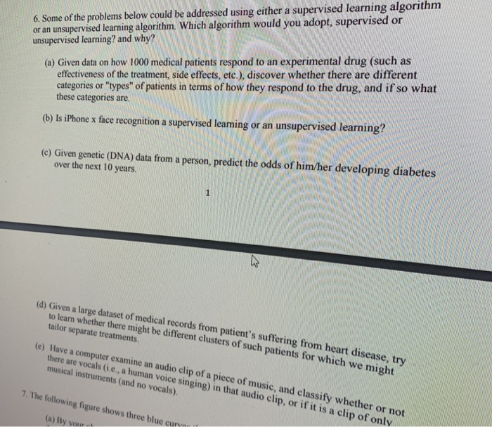 Solved 6. Some of the problems below could be addressed | Chegg.com