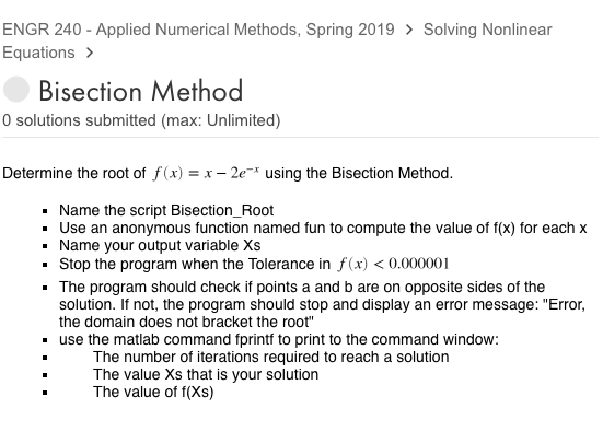 Solved ENGR 240 Applied Numerical Methods, Spring 2019 | Chegg.com