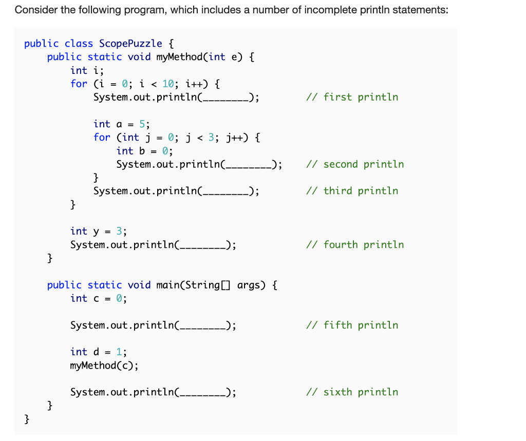 Solved Consider the following program, which includes a | Chegg.com