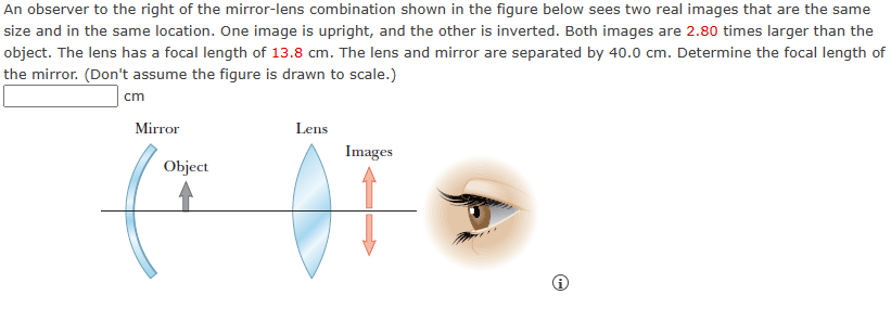 Solved An observer to the right of the mirror-lens | Chegg.com