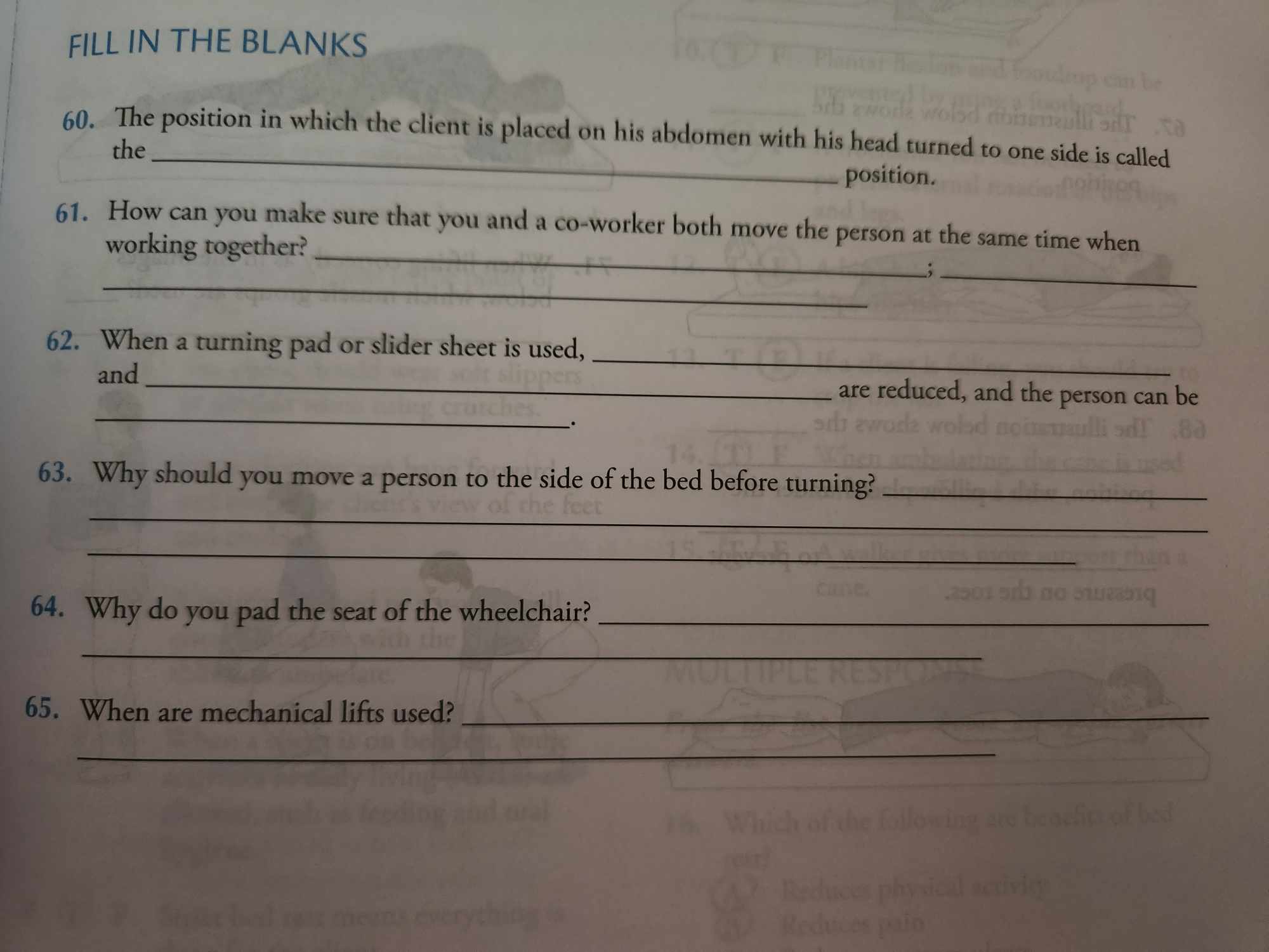 Solved Answer questions with short answers only for Fill in | Chegg.com