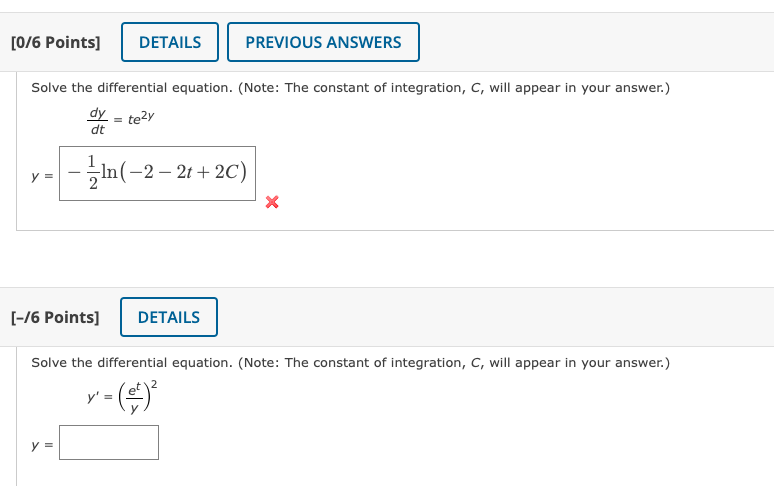 Solved Solve the differential equation. (Note: The constant | Chegg.com