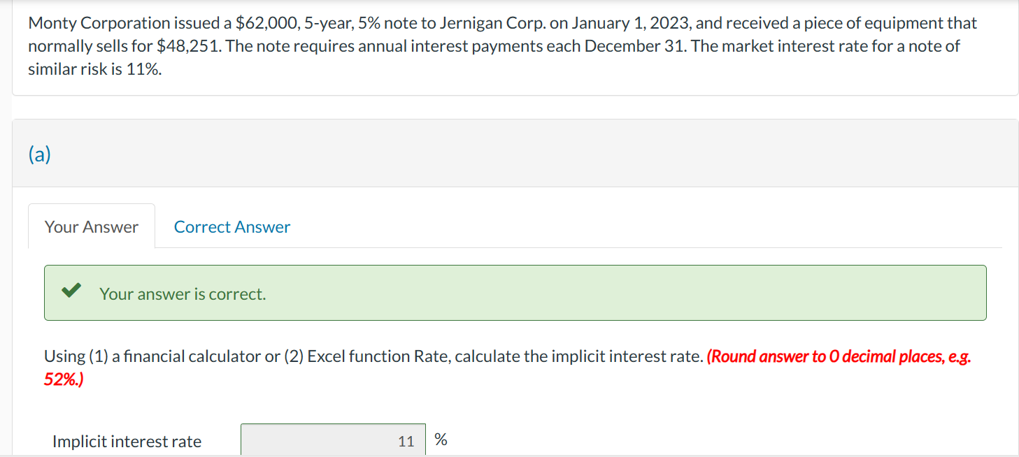 Solved Monty Corporation issued a $62,000, 5-year, 5% note | Chegg.com