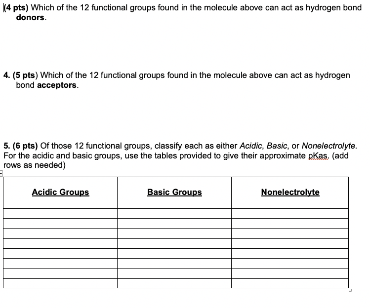 Solved (6 pts) Circle and label the 12 functional groups | Chegg.com